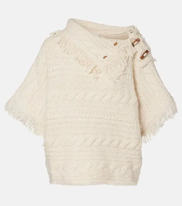 MARANT ETOILE Blanche Cable-knit Cotton-blend Sweater - White