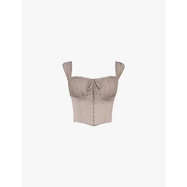 House Of Cb Anja Cropped Satin Top
