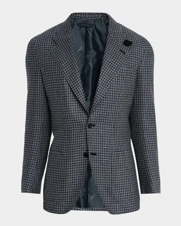 Brioni Silk And Wool Houndstooth Sport Coat