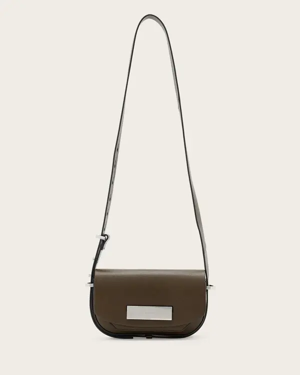 All Saints Etta Leather Satchel Crossbody Bag - Fango Brown