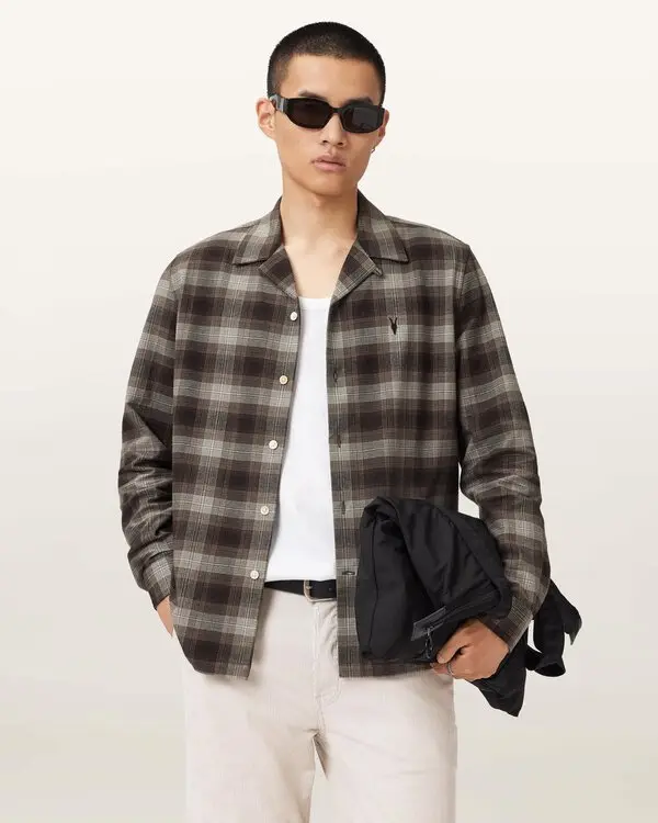 All Saints Iniko Ramskull Relaxed Shirt - Mole Brown