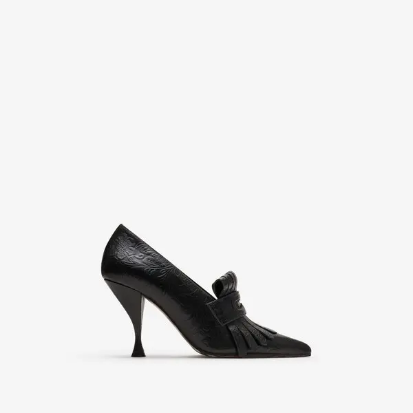 Burberry Embossed Cameo Fringe Pumps