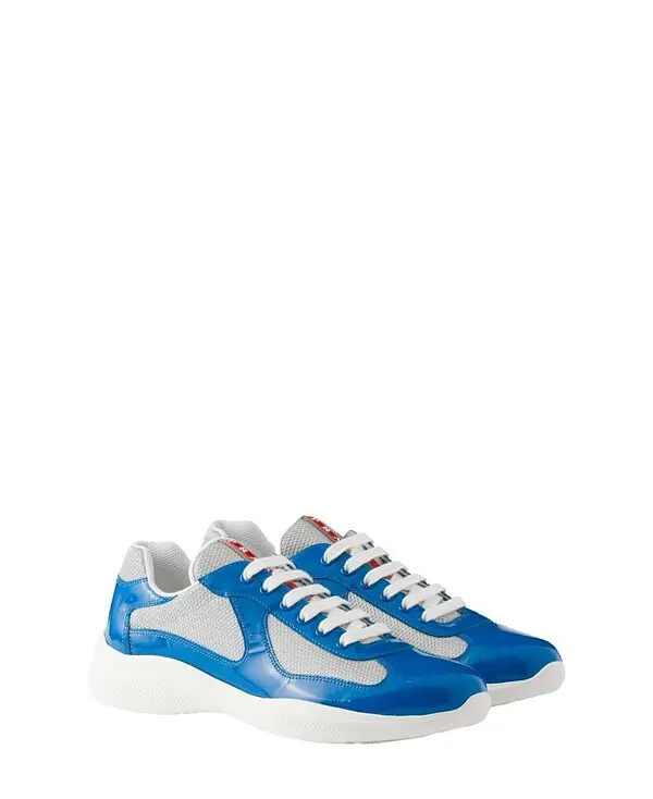 Prada Patent Leather And Technical Fabric America's Cup Sneakers - Blue
