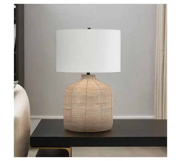 HUDSON&CANAL Jolina 27' Tall Oversized/rattan T Able Lamp