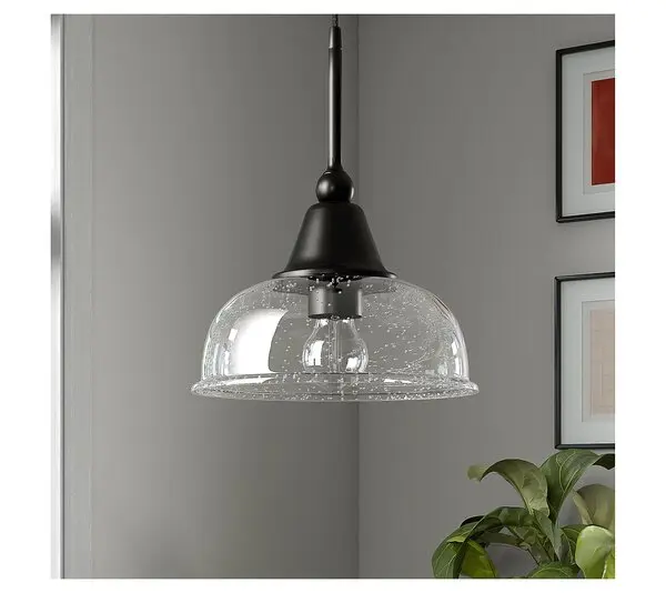 HUDSON&CANAL Magnolia 10.75' Wide Pendant With Glass Shade