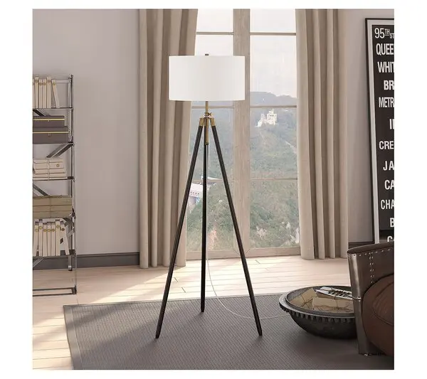 HUDSON&CANAL Kahn Two-tone Floor Lamp With Fabric Shade