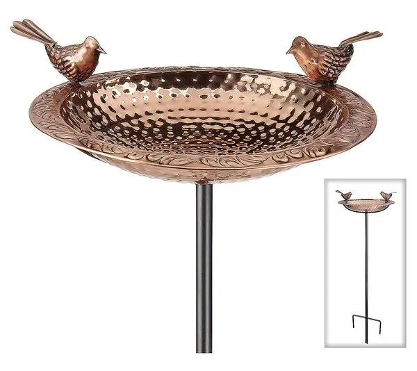 GOOD DIRECTIONS 13' Pure Copper Bird Bath W/ Bi Rds And Pole