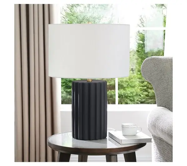 HUDSON&CANAL Seren 23 Tall Table Lamp With Fabric Shade