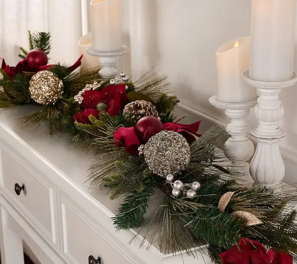 LWYA BY KIM GRAVEL As Is 6' Pinecone & Ribbon Magnolia Garland Kim Gravel