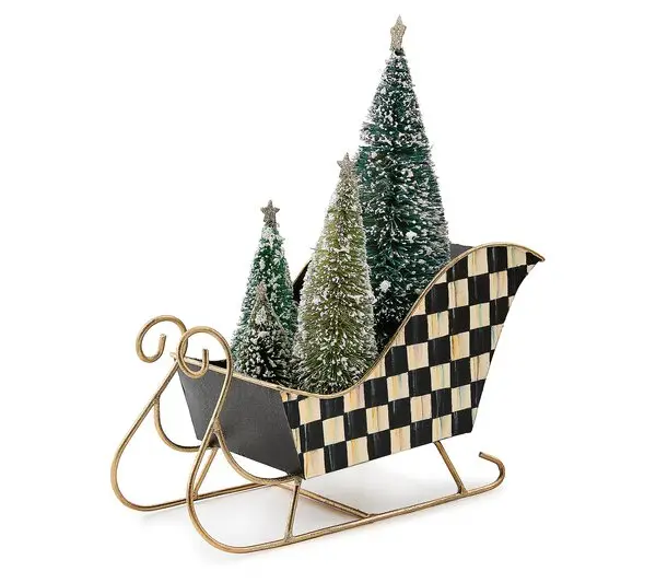 MACKENZIE-CHILDS As Is Check Sleigh Withbrush Trees