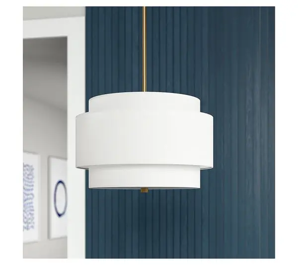 HUDSON&CANAL Solomon 2-light Pendant With Tiere D Fabric Shade