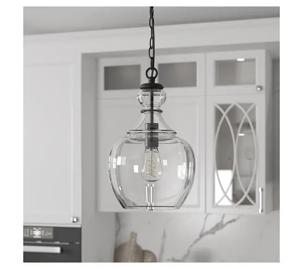 HUDSON&CANAL Verona 11' Wide Pendant With Clear Glass Shade