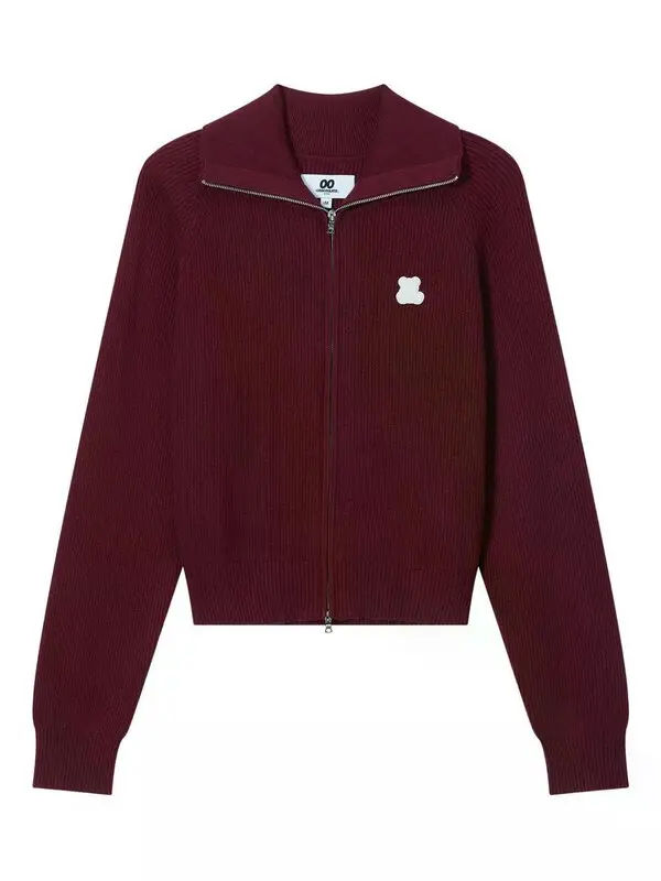CHOCOOLATE Ribbed Knit Zip-up Cardigan - Red
