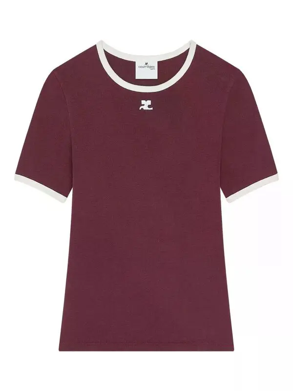 COURREGES Cotton T-shirt With Contrast Trim - Red