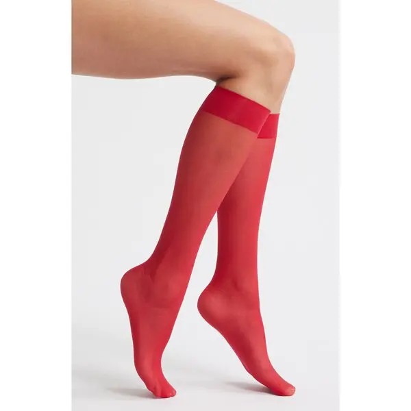Hue Sheer Knee High Socks - Jester Red