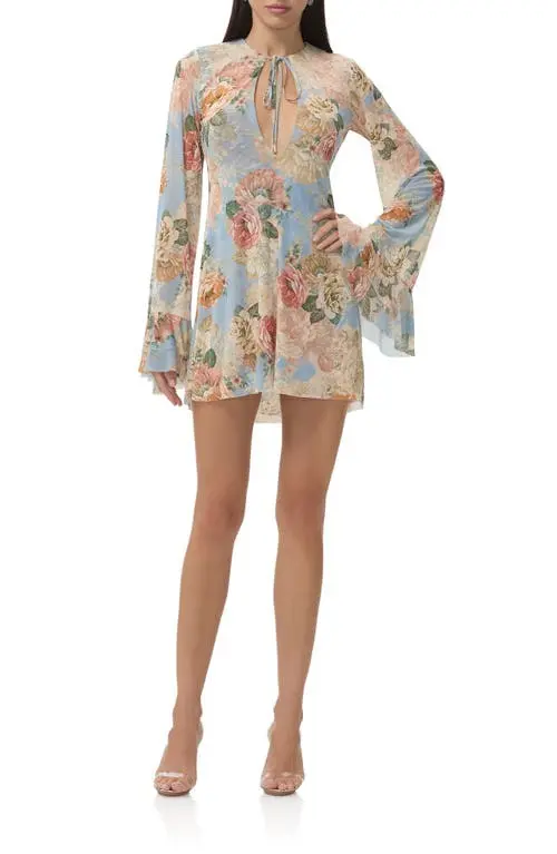 AFRM Kori Long Sleeve Minidress - Soft Slate Bloom