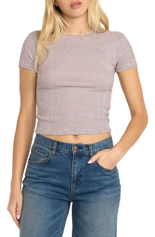 BILLABONG Checked Out Gingham Crop Seersucker T-shirt