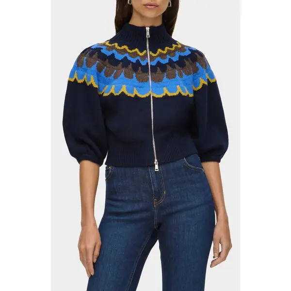 ALIGNE Fair Isle Zip-front Cardigan