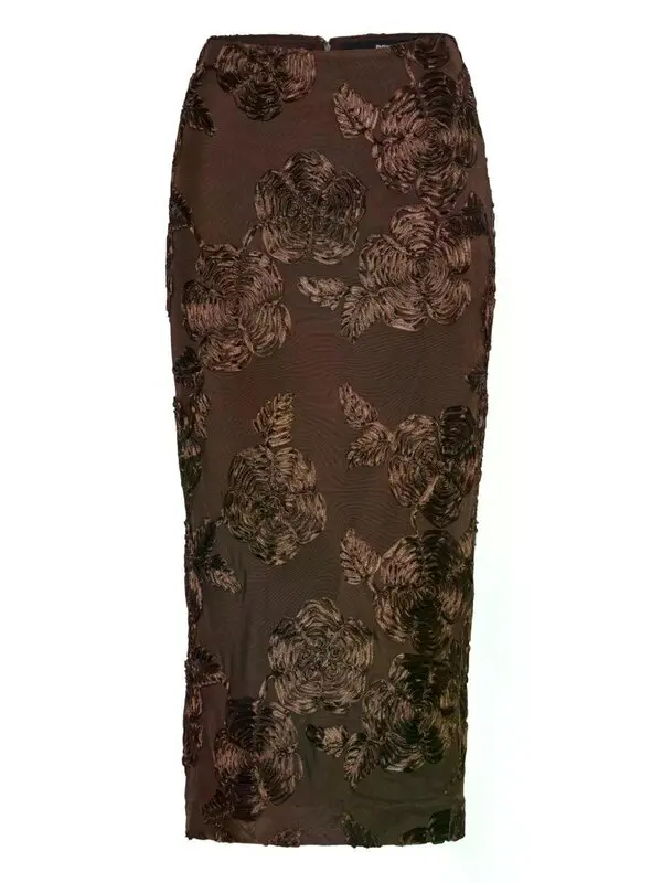 Remain Birger Christensen Rose-embellished Pencil Midi Skirt