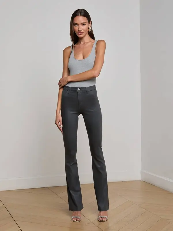 L'Agence Ruth Coated Straight-leg Jean - Dark Slate Grey Coated