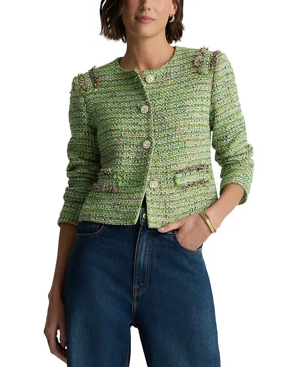 St. John Stripe Tweed Jacket - Jade/light Jade Multi