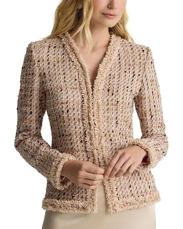 St. John Metallic Tweed Jacket - Powder Rose Acorn Multi