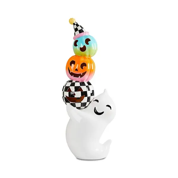 MACKENZIE-CHILDS Trick Or Treat Illuminated Ghost With Pumpkins Figure