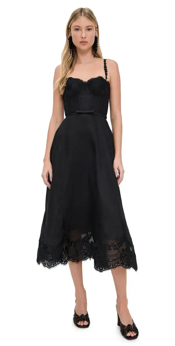 Zimmermann Hypnotic Lace Trim Picnic Dress - Black | Editorialist