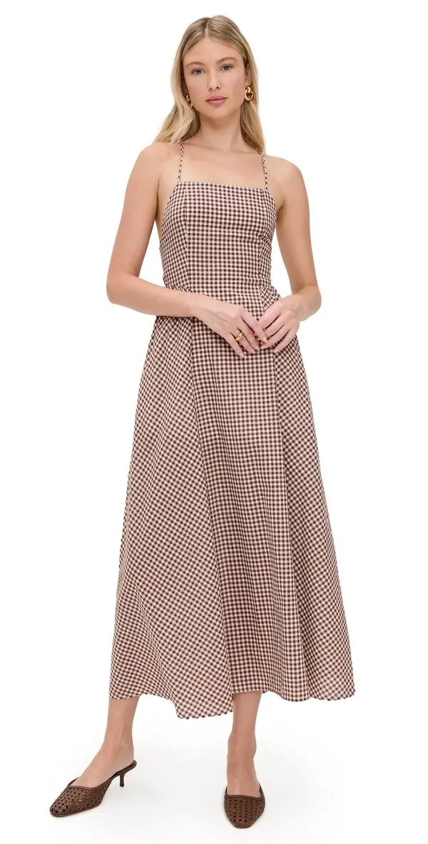 Posse Callie Checkered Midi Dress - Petite Mocha Gingham