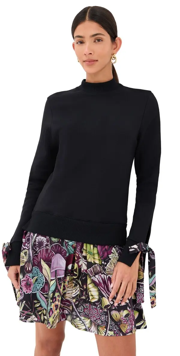 La DoubleJ Printed Cotton Mini Dress - Black