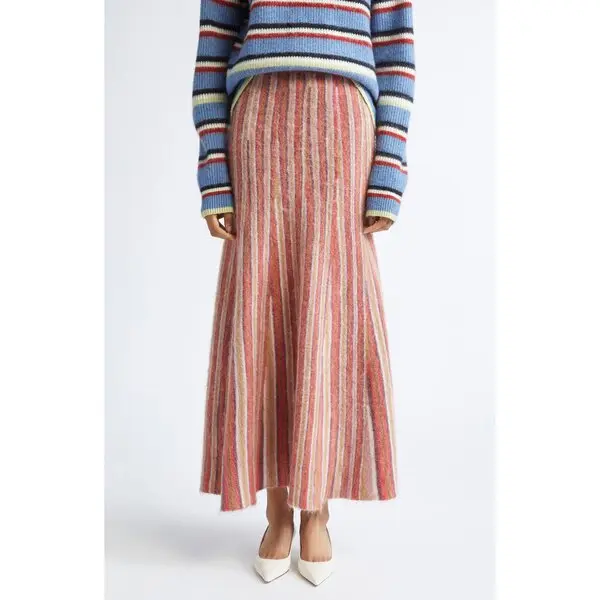 ZANKOV Zander Stripe Mohair & Alpaca Blend Sweater Skirt