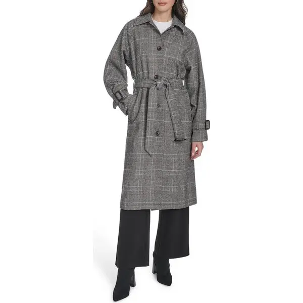 LEVI'S Belted Longline Coat - Blk Wht