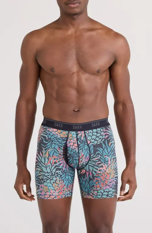 SAXX Quest Quick Dry Mesh Slim Fit Boxer Briefs - Pineapple Patch-multi