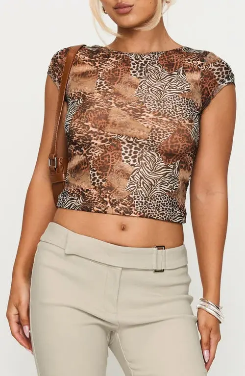 Princess Polly Animal Print Open Back Crop Top