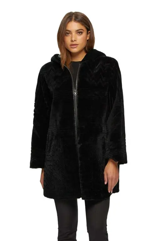 Gorski Reversible Shearling Lamb Parka - Black