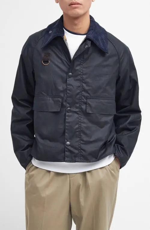 Barbour Spey Slim Waxed Cotton Jacket - Navy
