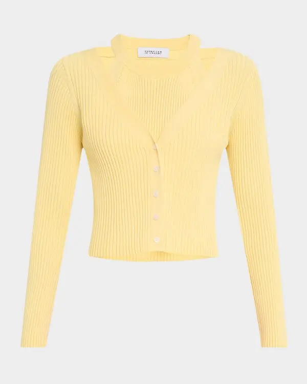 Derek Lam 10 Crosby Lonnie Knit Layered Cardigan - Buttercup