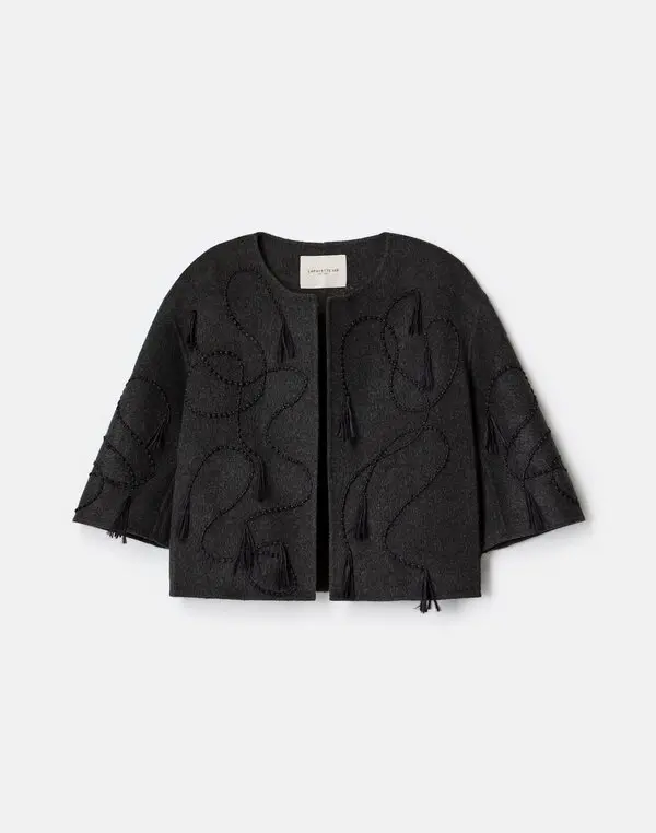 Lafayette 148 New York Hand-embroidered Wool-cashmere Fringed Jacket