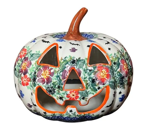 LIDIA'S POLISH POTTERY Xl Luminary Pumpkin