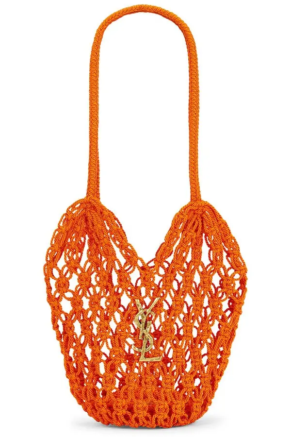 Saint Laurent Small Shopping Crochet Bag - Blazing Orange