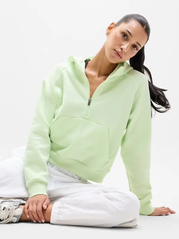 Athleta Relaxed Fleece Half-zip Hoodie - Honeydew