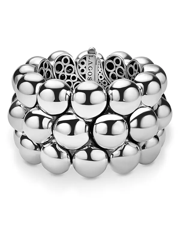 Lagos Sterling Caviar Bubbly Beaded Bangle Bracelet - Silver