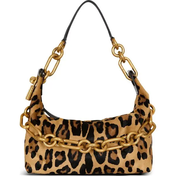 Balmain Medium Leopard Calf Hair Shoulder Bag - Brown Multi