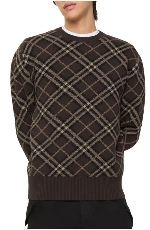Burberry Check Wool Cashmere Blend Sweater