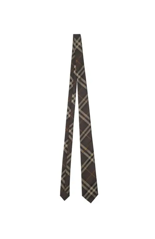 Burberry Check Silk Neck Tie - Truffle Brown