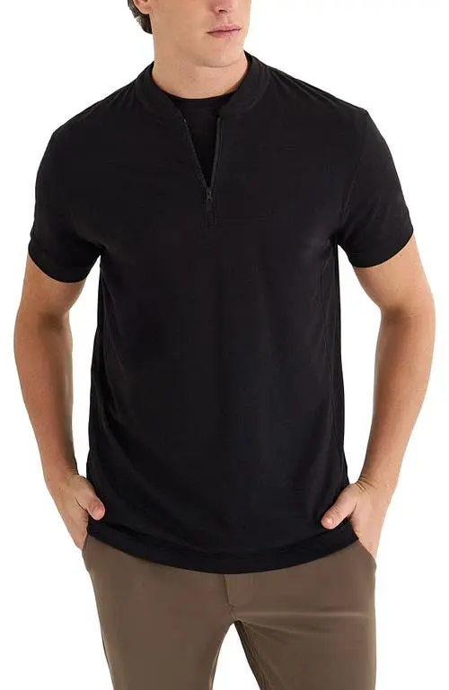 URBAN PERFORMANCE Pima Cotton Tech Piquet High Neck Polo - Black
