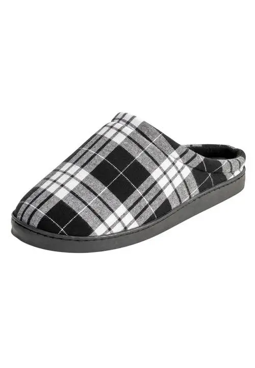 KINGSIZE Fleece Clog Slippers - Heather Grey Plaid