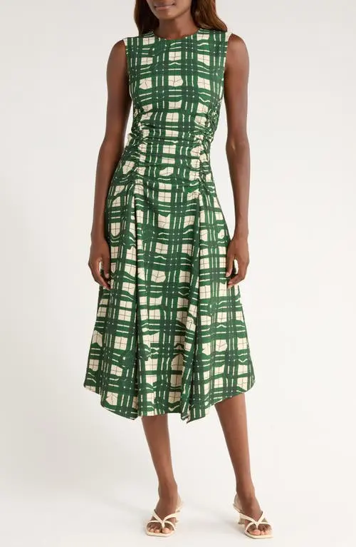 Stine Goya Ruched Sleeveless Midi Dress