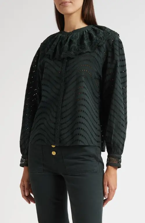 Ulla Johnson Fia Scallop Eyelet Ruffle Top