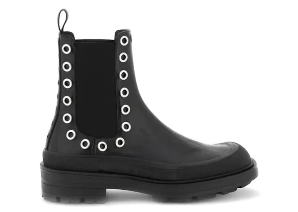 Alexander McQueen Stack Chelsea Eyelet Boots - Black/silver